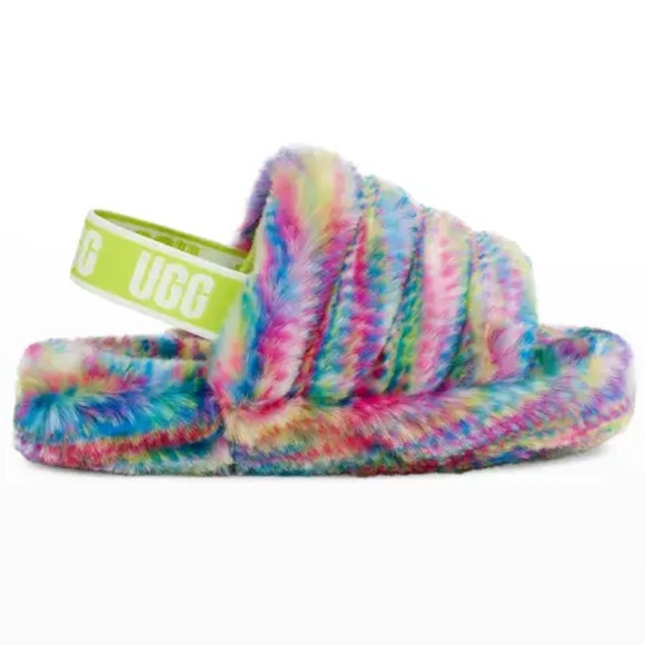 UGG | Shoes | Ugggirls Fluff Yeah Multicolor Pixelate Slides Kids | Poshmark